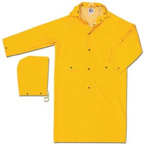 XL YEL 49" 2-pc .35mm PVC/POLY RAINCOAT W/ DETACH HOOD - P&I Supply